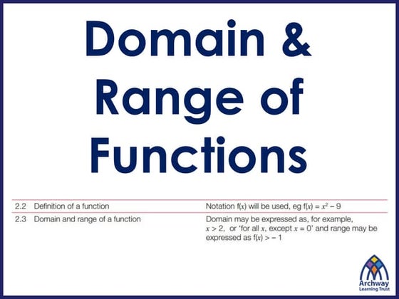 Math presentation on domain and range | PPTX