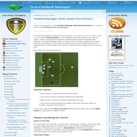 Fm 2010 goals from corners | PDF