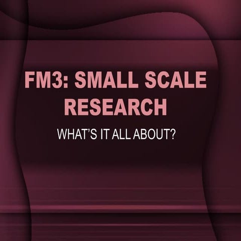 FM3 Small Scale Research | PPT