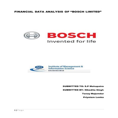 FINANCIAL DATA ANALYSIS of "BOSCH LIMITED" | DOCX | Stocks and Bonds ...
