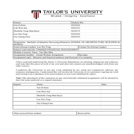 Fm assignment final report | PDF