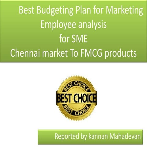 Fmcg budgeting plan for all the products | PPTX
