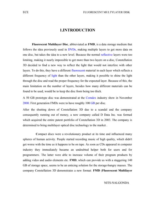 Fluorescent multilayer-disk-seminar-report | DOC