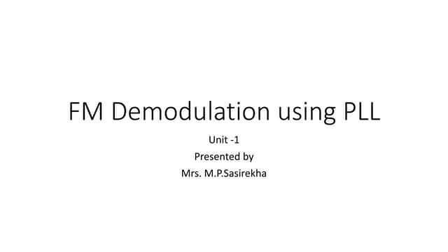 Phase Locked Loop (PLL) | PPTX