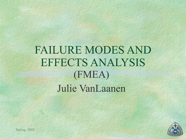 FAILURE MODE EFFECT ANALYSIS | PPTX