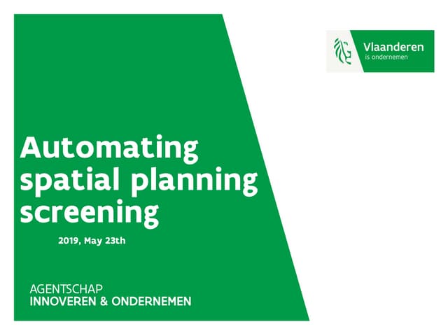 VLAIO: Automating Spatial Planning with FME | PPT VLAIO: Automating Spatial Planning with FME | PPT