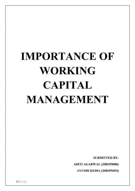 Working capital ppt | PPTX | Business Accounting & Finance | Business