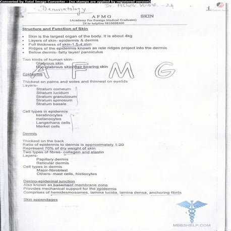 FMGE Notes - Dermatology | PDF