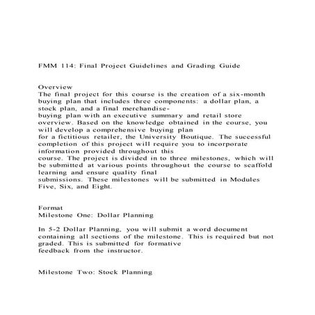 FMM 114 Final Project Guidelines and Grading Guide O | DOCX