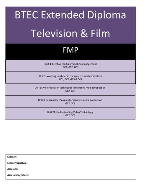 Creative media production fmp checklist | DOCX | Video Production ...