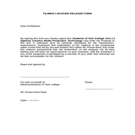 Fmp interview request form | DOCX | Video Production | Content Production