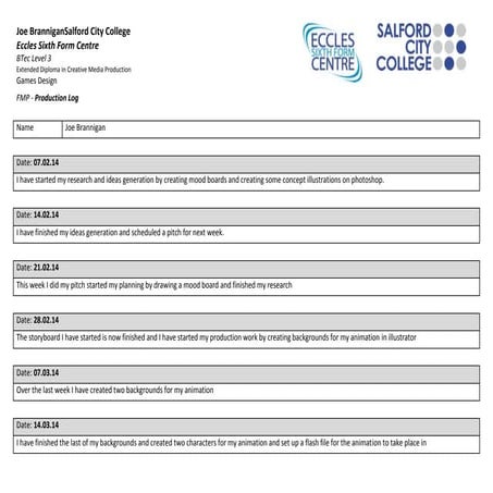 Fmp production log_070214 | DOC