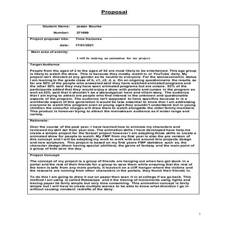 Fmp proposal | DOCX | Computer Animation | Computer Software and Applications