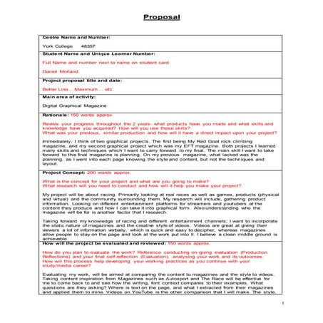 Fmp proposal 2020 Daniel Morland | PDF