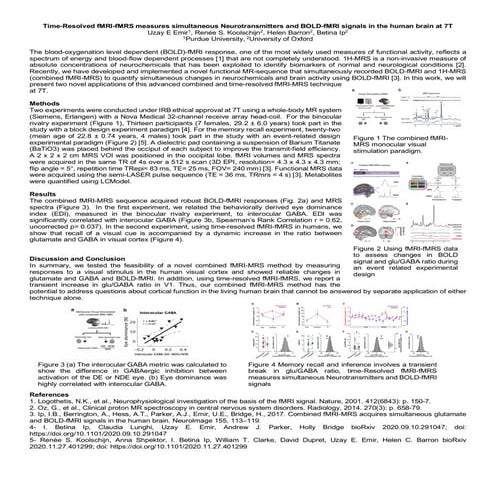 Time-Resolved fMRI-fMRS measures simultaneous Neurotransmitters and BOLD-fMRI signals in the ...