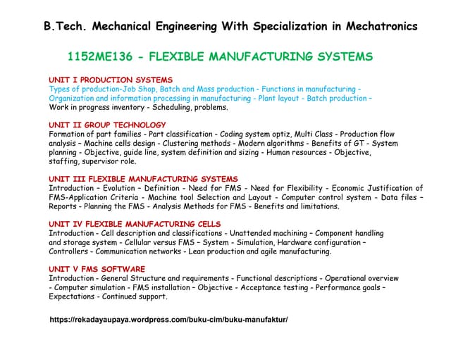 Flexible manufacturing systems (FMS) | PPTX | Robotics | Technology ...