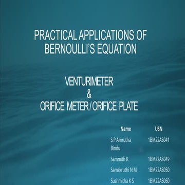 Fluid mechanics, Practical Applications. | PPTX