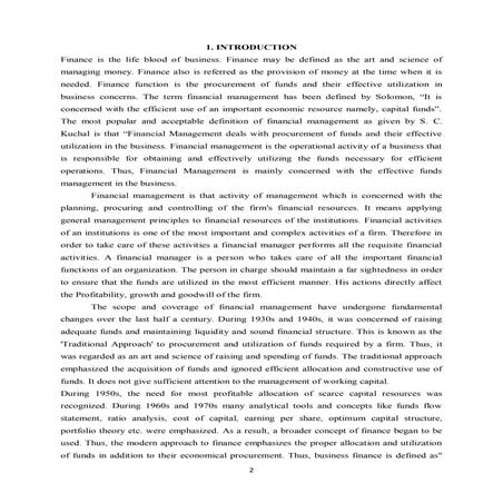 FINANCIAL MANAGEMENT - UNDERSTANDING AND INTRODUCTION | PDF