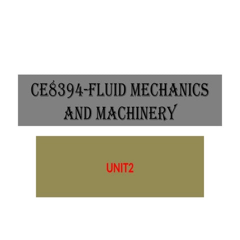 Introduction to flow through pipes- FMM UNIT 2 | PPTX