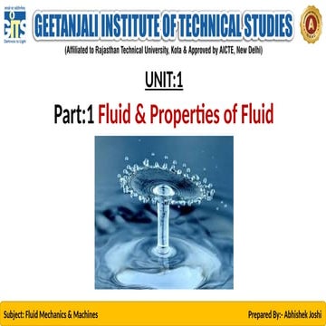 Hydraulics Lesson 1 The Fluid Properties | PPTX