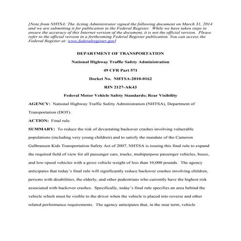 Fmvss 111 rear-visibility_final_rule | PDF