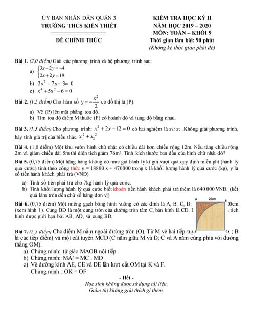 Đề Thi HK2 Toán 8 - THCS Tô Ký | PDF
