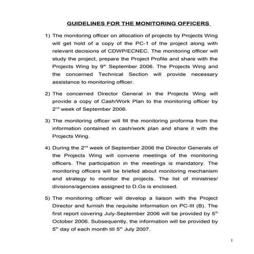 Guidelines for the monitoring officers | DOC