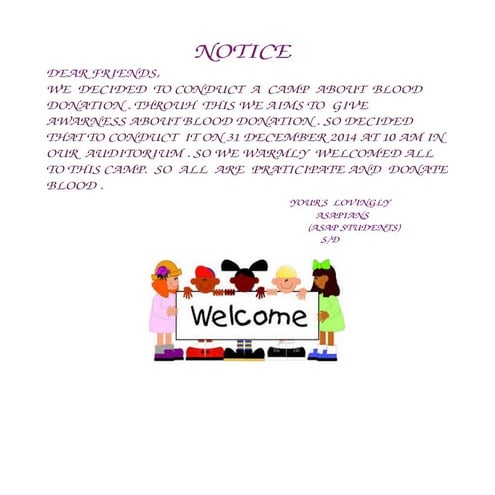 NOTICE ON BLOOD DONATION CAMP | PDF