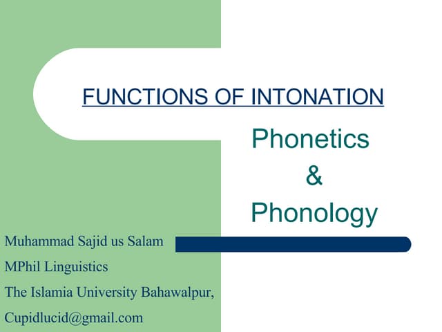 Functions of Intonation | PPT