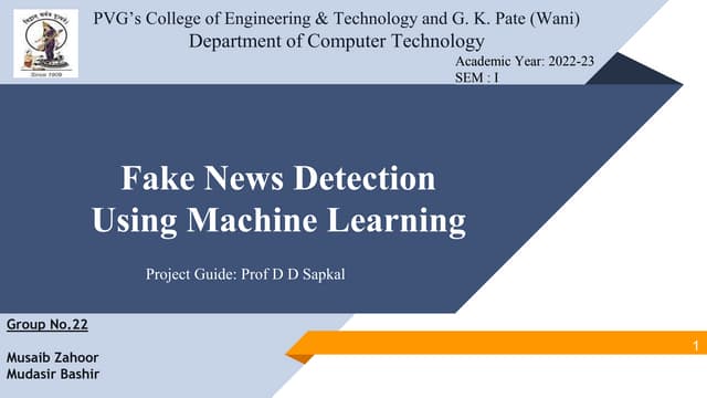 Fake News Detection Using Machine Learning Algorithm Pptx Computing Technology And Computing