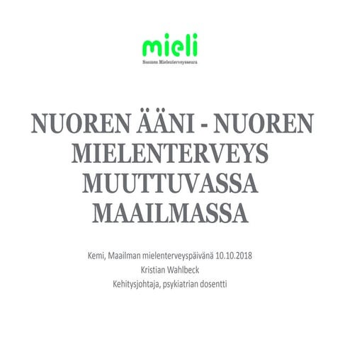 Nuorten mielenterveyden trendit | PPTX