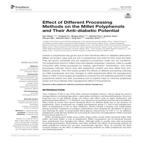 effect of different processing methods on millet polyphenolss | PDF