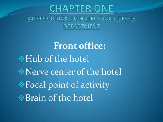 Duties and Responsibilities of Front Office.pptx | Hotels and Motels | Travel Type