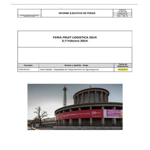 Informe feria Fruit logística 2011 | PDF