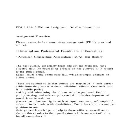 FO611 Unit 2 Written Assignment Details Instructions | DOCX