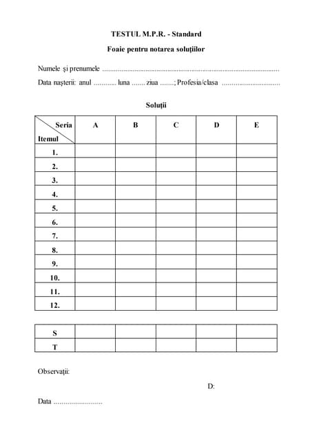 Grila de scorare | PDF
