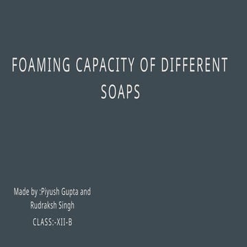 chemistry project on foaming capacity of soap class 11 | PDF