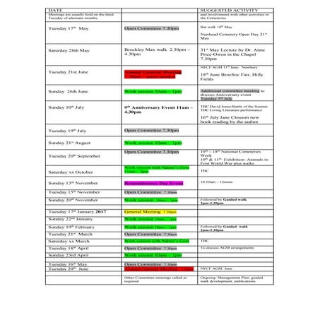 FOBLC meeting and workday dates 2016-2017 | PDF | National & Civic ...