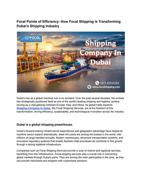 Focalshipping presentations