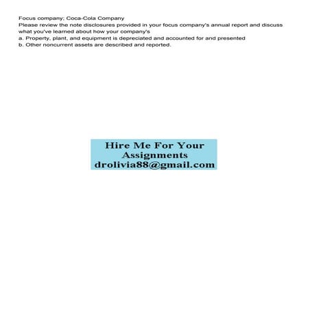 Focus company CocaCola Company Please review the note disc.pdf | Free ...