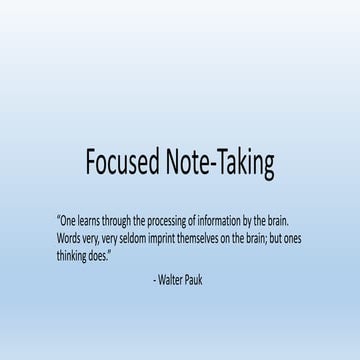 Note Taking Workshop | PPTX