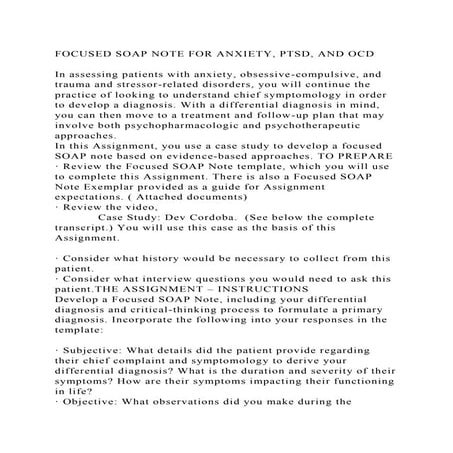 FOCUSED SOAP NOTE FOR ANXIETY, PTSD, AND OCDIn assessing patient.docx