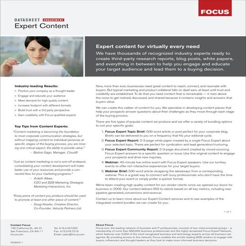 Focus expert content_datasheet_engagement | PDF