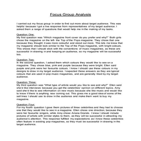 Focus group analysis | DOCX | Music | Entertainment