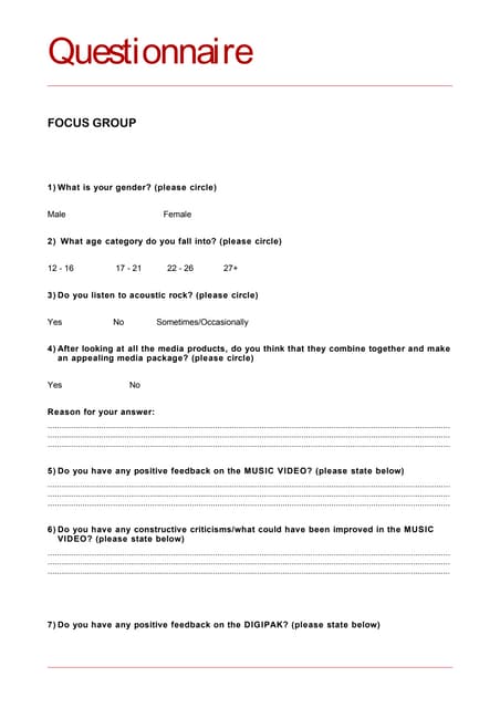Focus group questionnaire | PDF