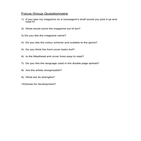 Focus group questionnaire | PDF