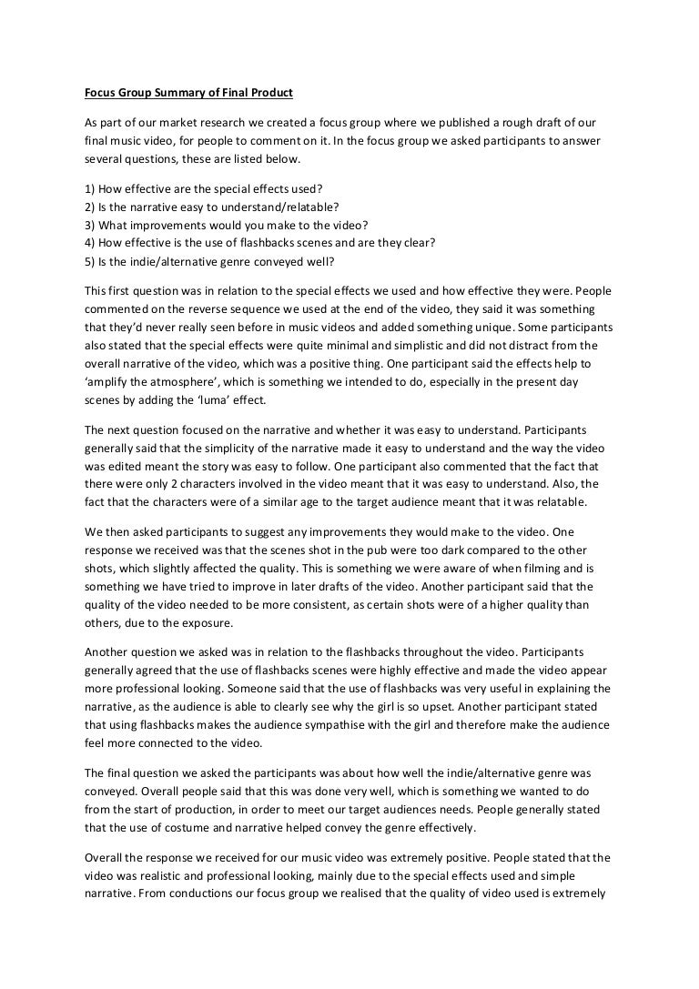 Focus Group Summary Of Final Product focus-group-summary-of-final-product