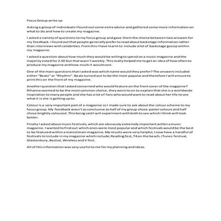 Focus group write up | PDF