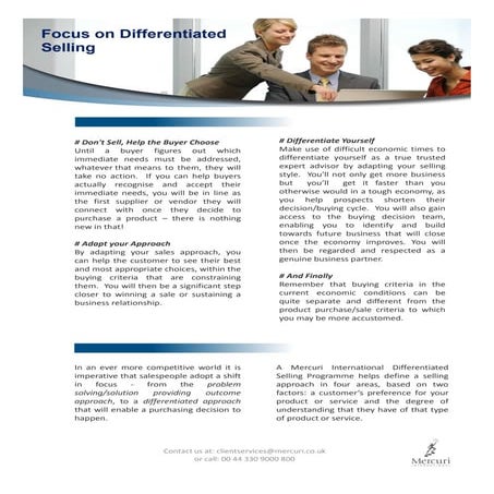 Focus on differentiated selling | PDF | Sales | Business