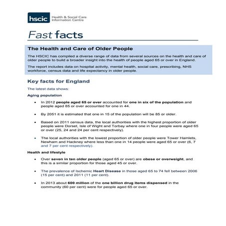 Fast Facts: The Health and Care of Older People | PDF
